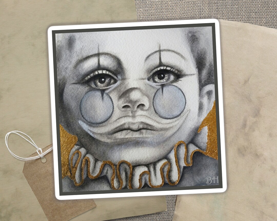 Vinyl Stickers, Cute Child Painting, Emo Sticker, Clown Art Print ...