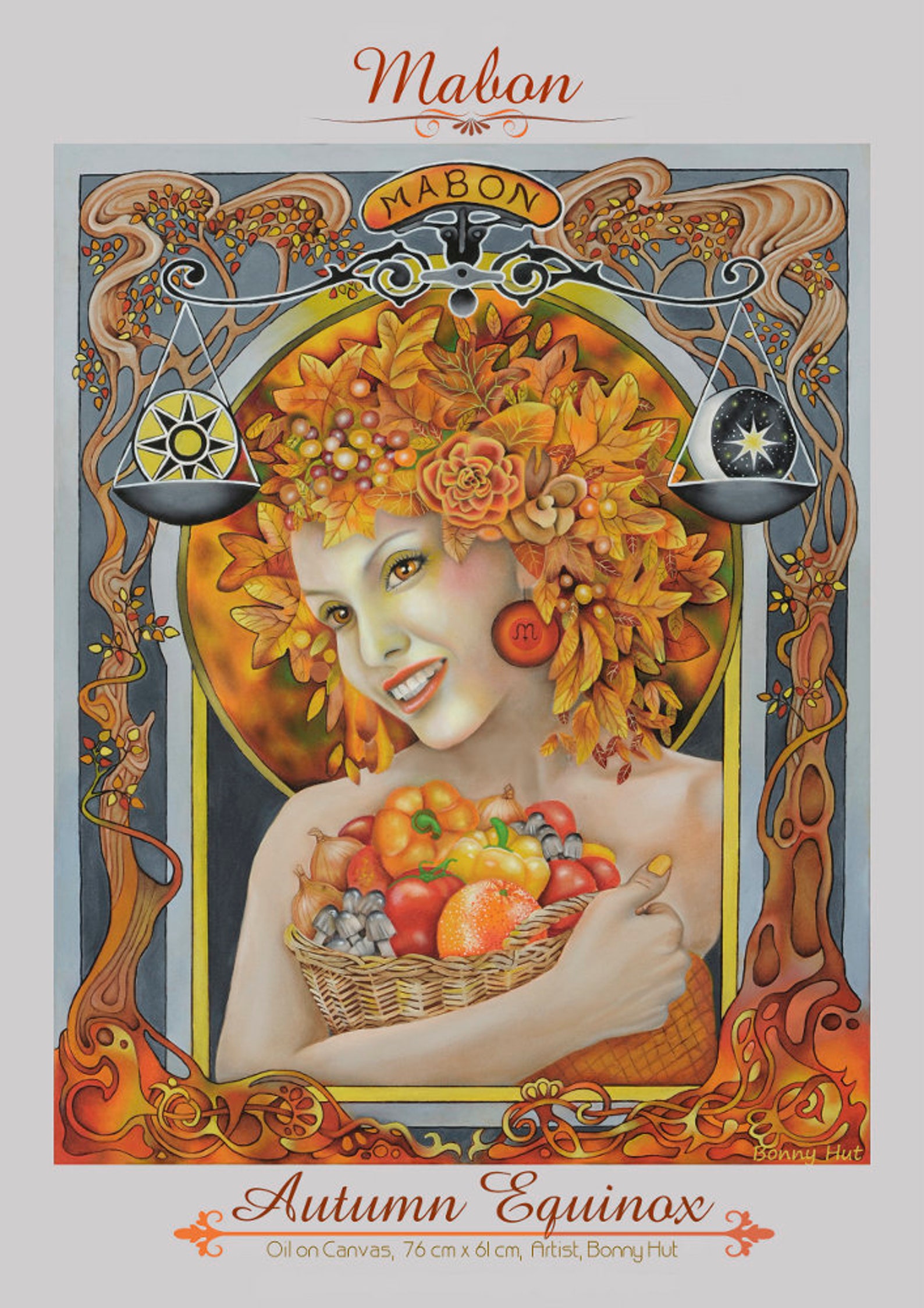 Autumn Equinox Mabon Art, Art Nouveau Pagan Sabbat, Wiccan Altar Print ...