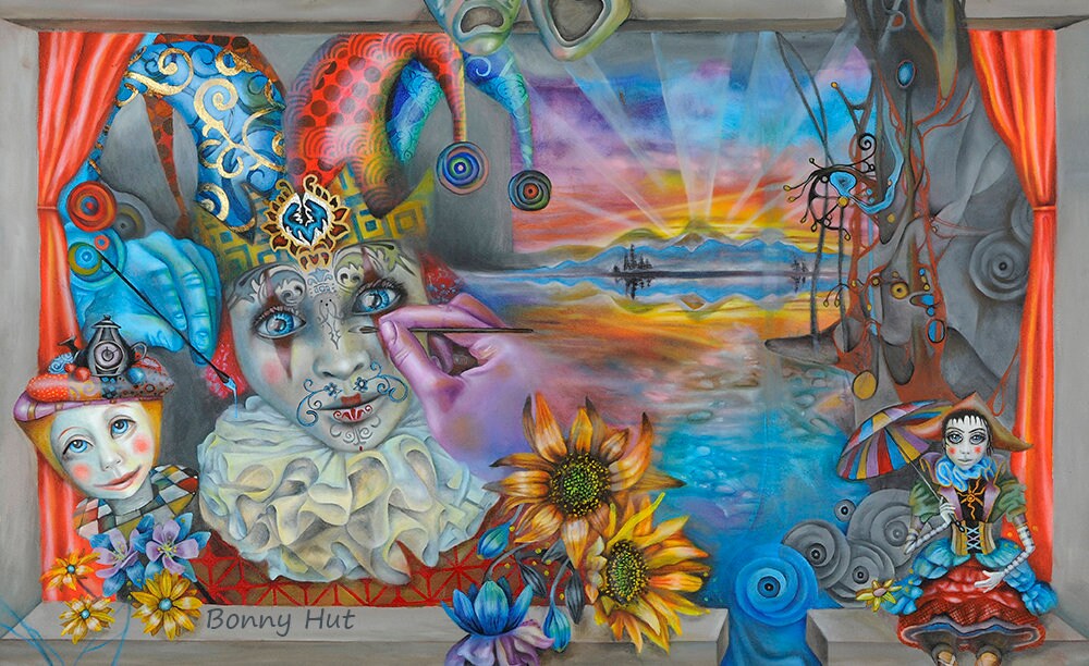 Jester Cirque Surreal Art Print Visionary Art Activist - Etsy