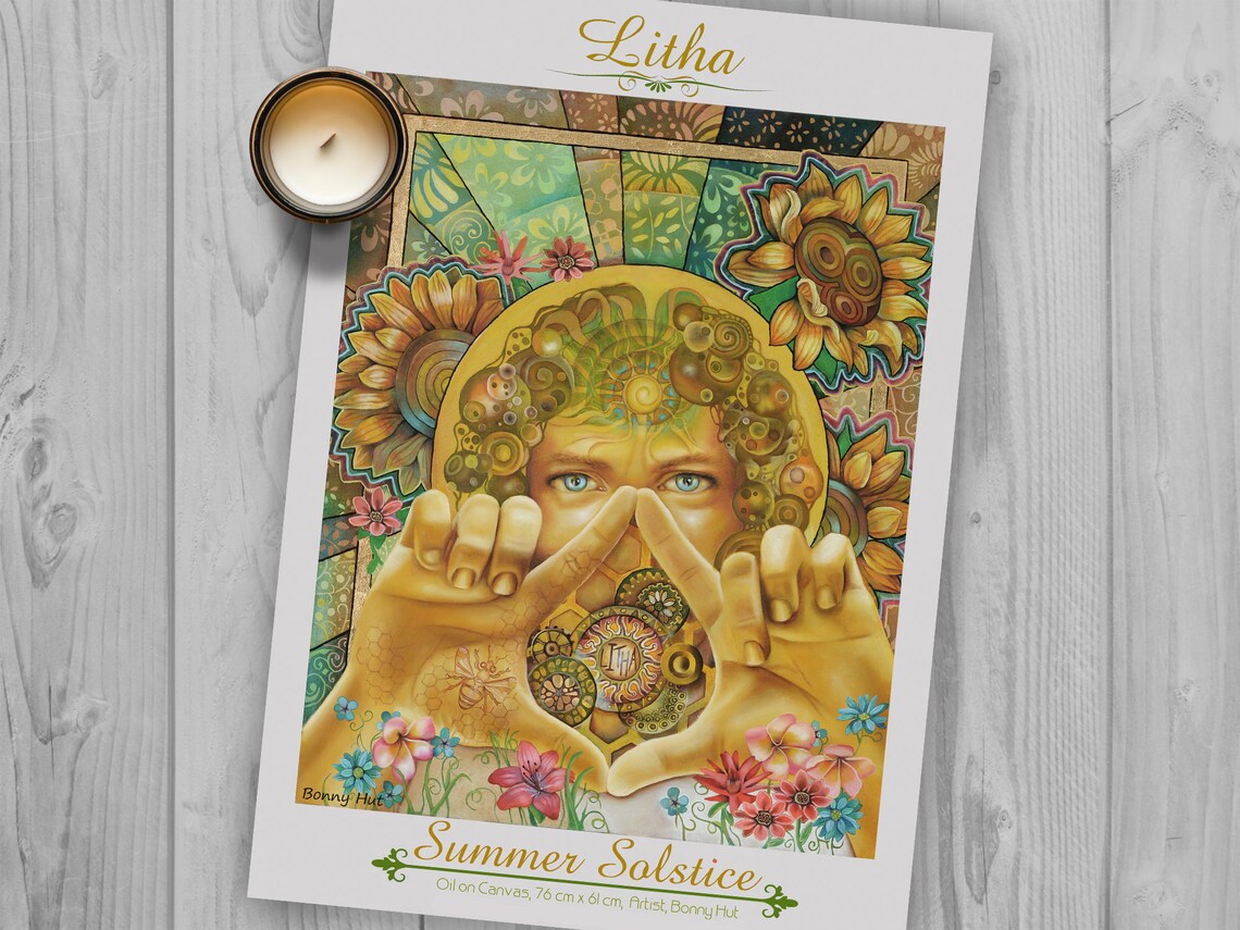 Litha, Summer Solstice, Magical Art, Boho Wall Art, Pagan Altar Print ...