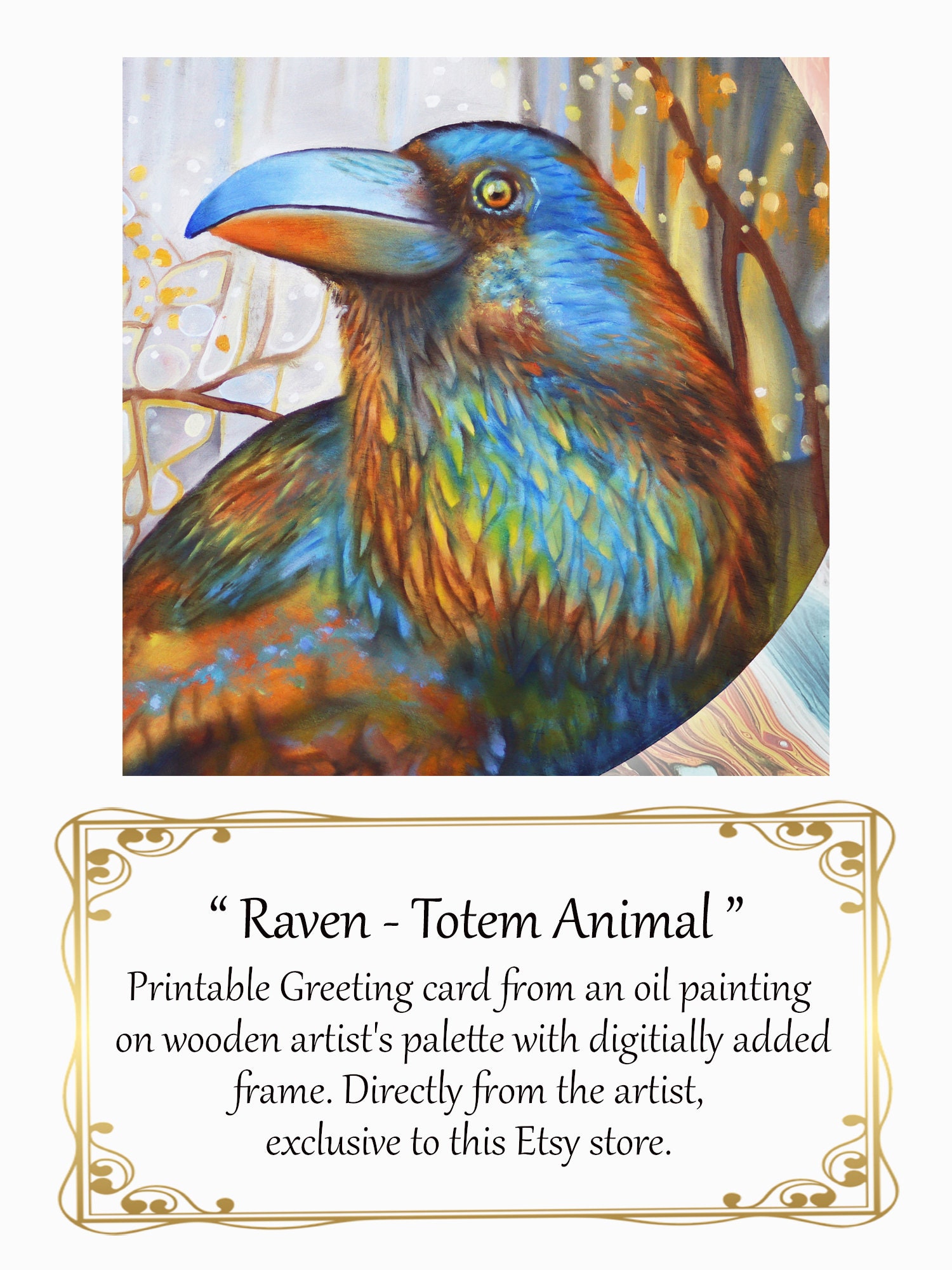 Large Crow Raven Card A5 Printable Raven Art Downloadable - Etsy