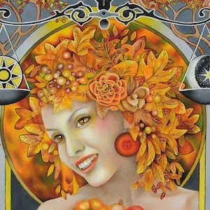Autumn Equinox Mabon Art, Art Nouveau Pagan Sabbat, Wiccan Altar Print ...
