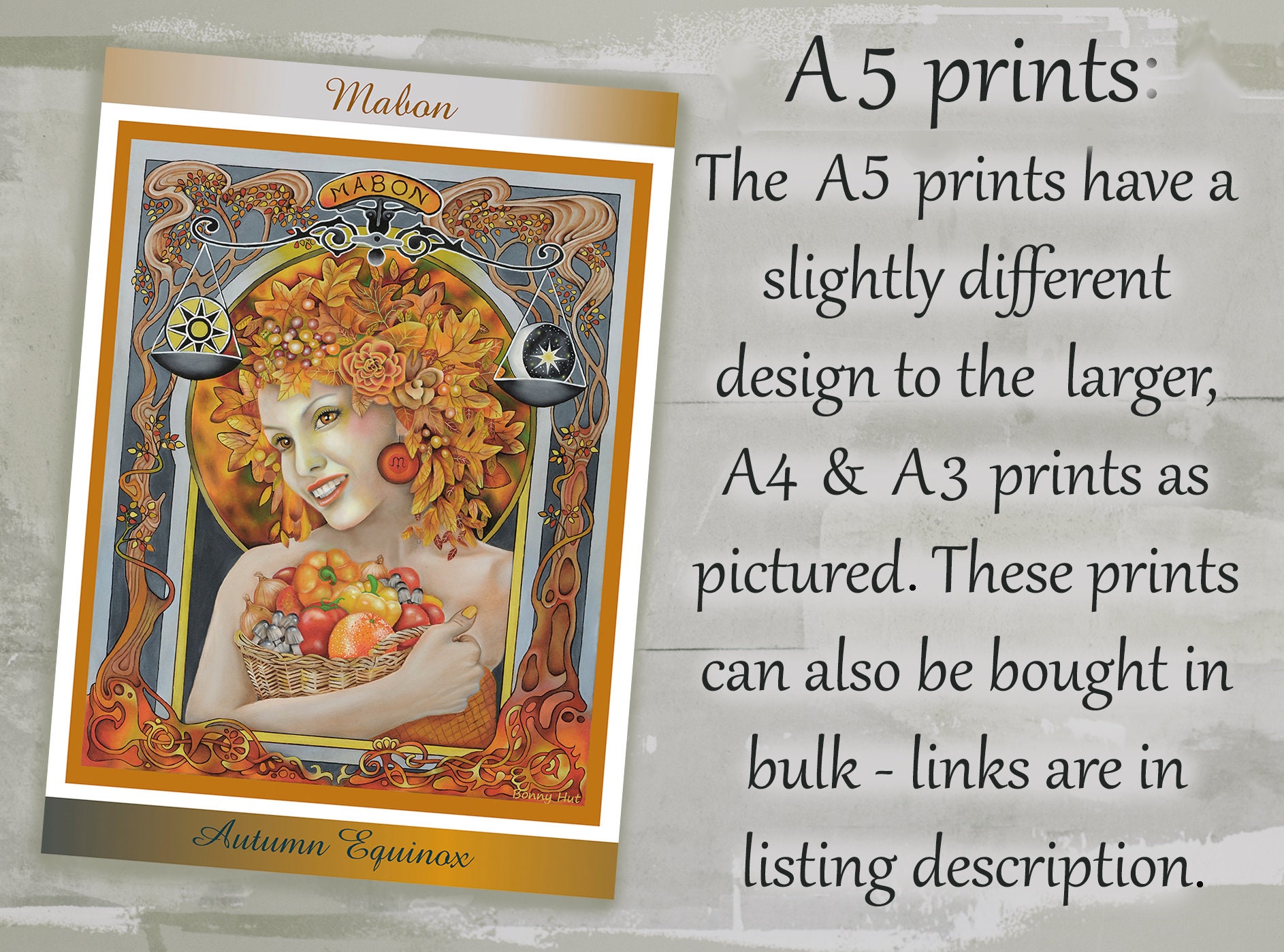 Autumn Equinox Mabon Art, Art Nouveau Pagan Sabbat, Wiccan Altar Print ...
