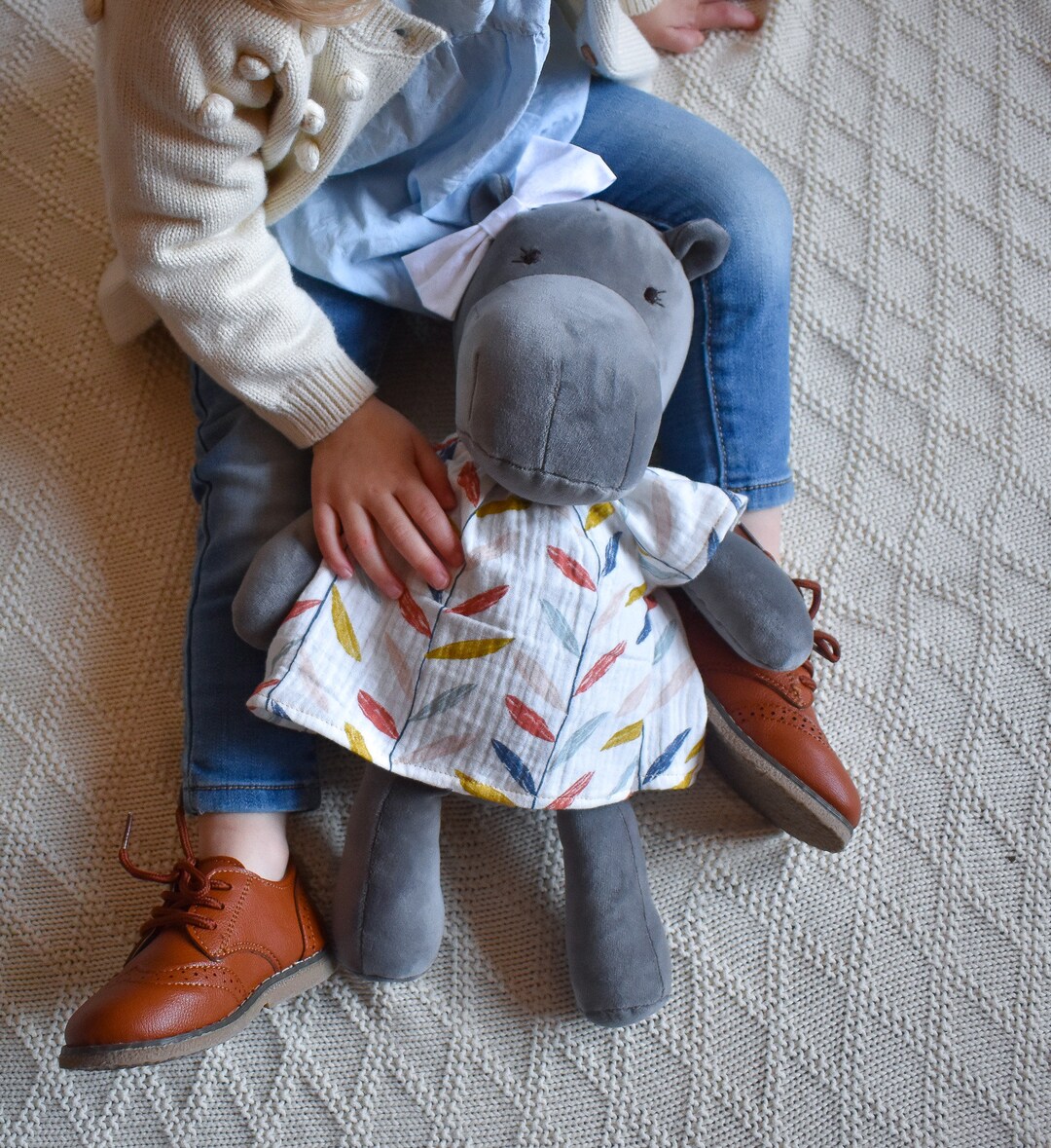Handmade Stuffed Animal Hippo Doll Soft Huggable Plushie Toy for ...