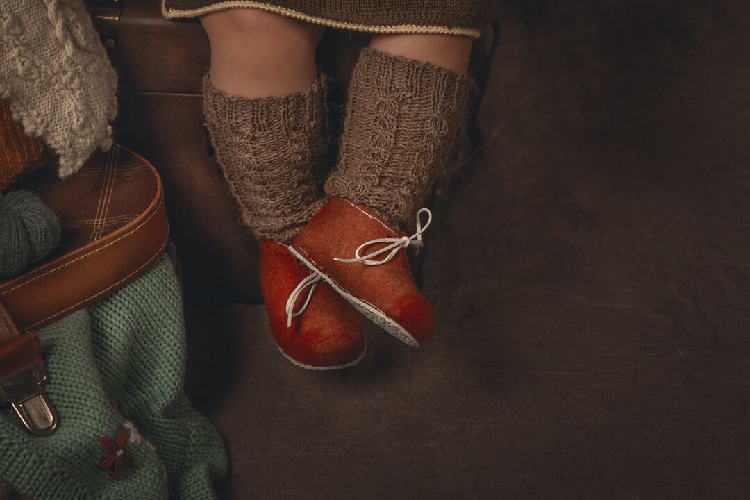 Felted Wool Slippers for Kids, Wool Baby Slippers, Warm Slippers ...