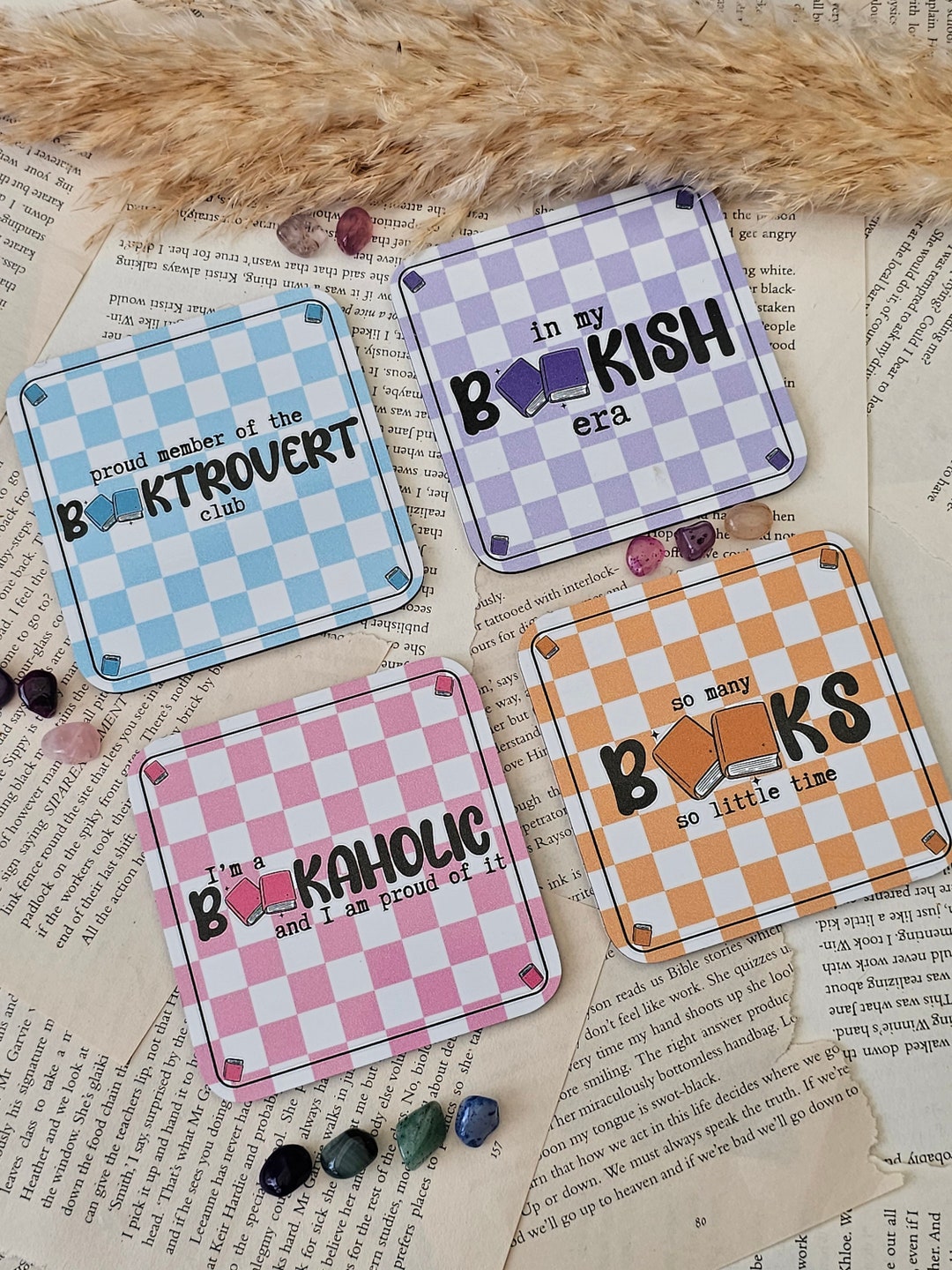 Set of 4 Bookish Coasters Coaster Spring Collection Bookish ...