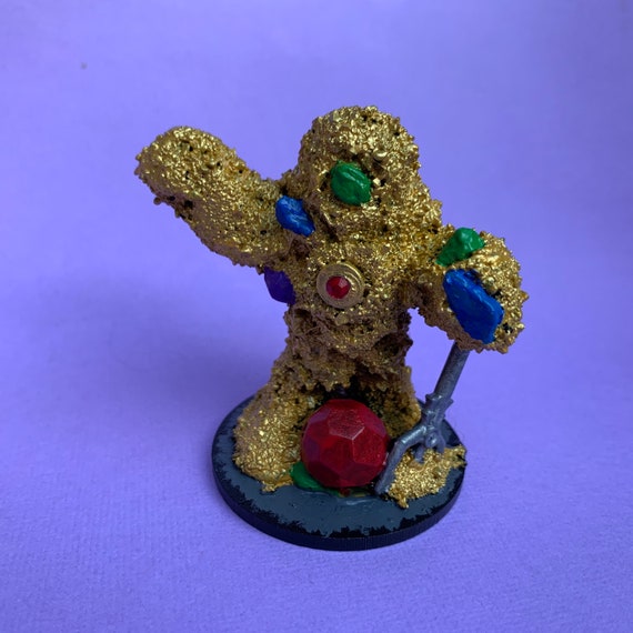Gold Treasure Golem Elemental Miniature Hand Painted for DND | Etsy