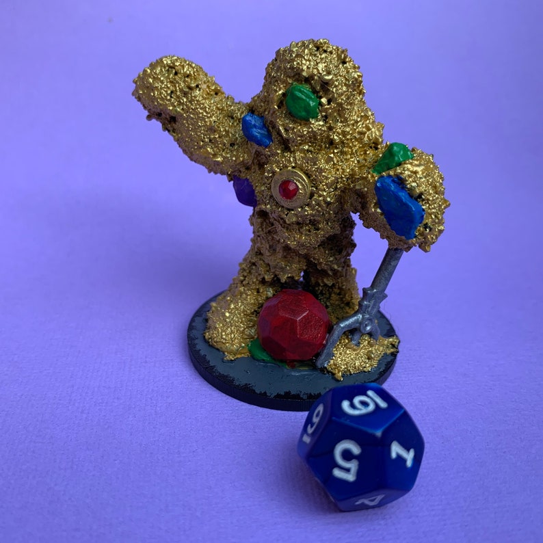 Gold Treasure Golem Elemental Miniature Hand Painted for DND | Etsy