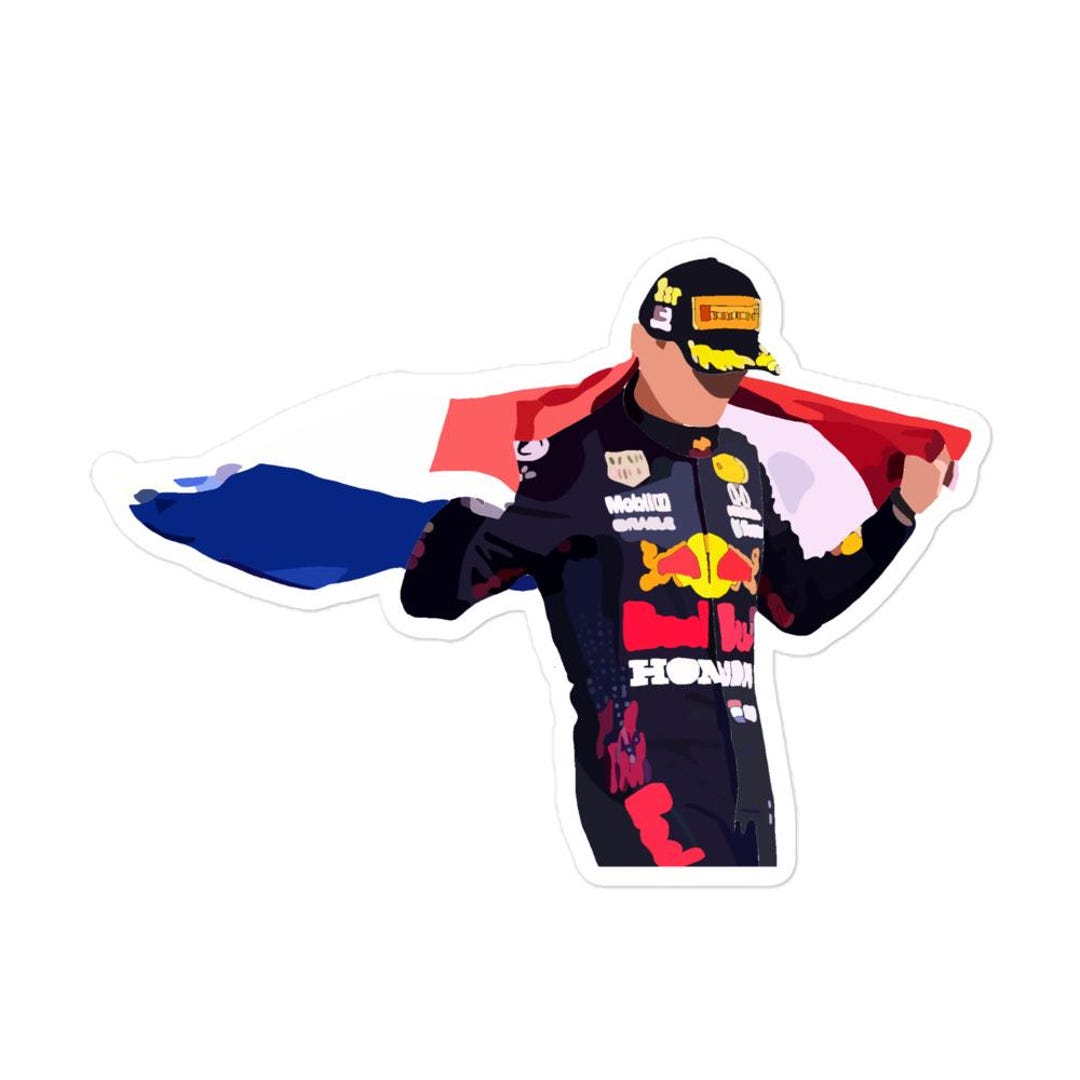 F1 Sticker Max Verstappen Waving the Dutch Flag Formula One / Formula 1 ...