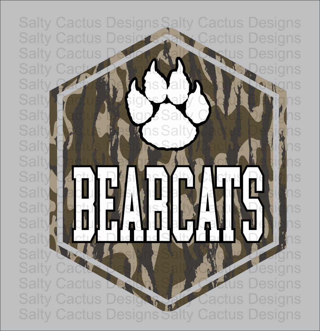 Bearcats Camo Mascot PNG, Bottomland Camo Custom Mascot Tee Mens ...