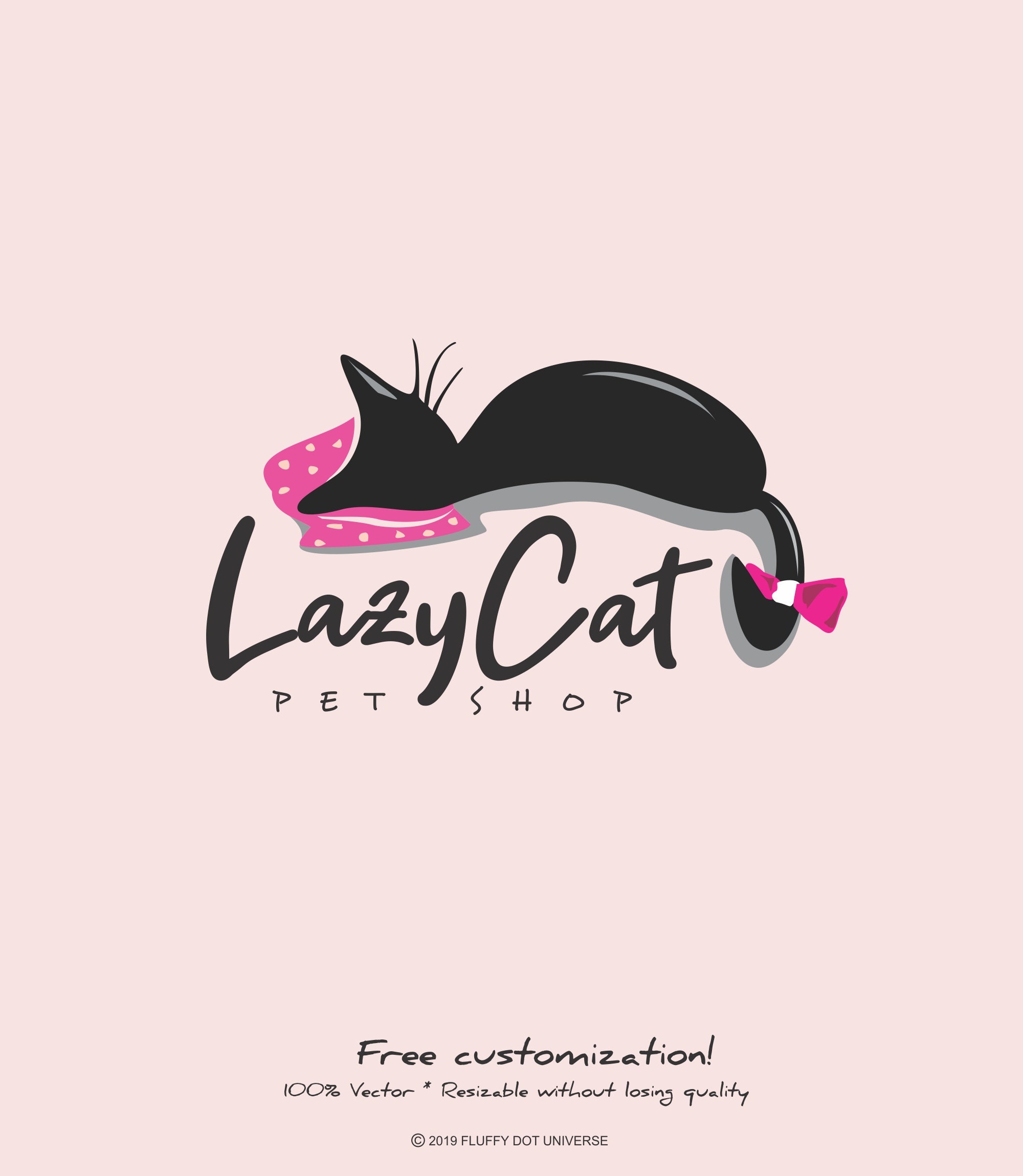 Lazy Cat Logo, Kitten Logo, Pet Logo, Sleeping Logo, Animal Logo, Vet ...