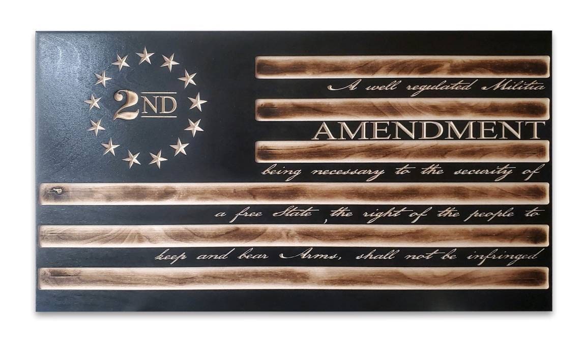 2nd Amendment Engraved Concealment Wooden Flag Home Decor | Etsy