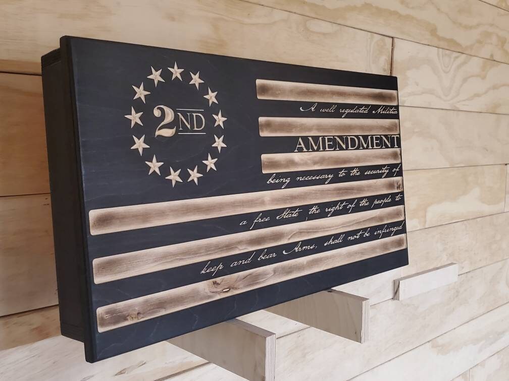 2nd Amendment Engraved Concealment Wooden Flag Home Decor | Etsy