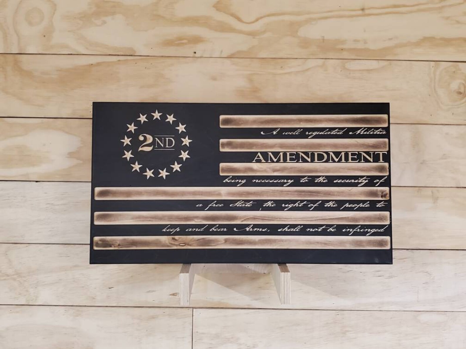 2nd Amendment Engraved Concealment Wooden Flag Home Decor | Etsy
