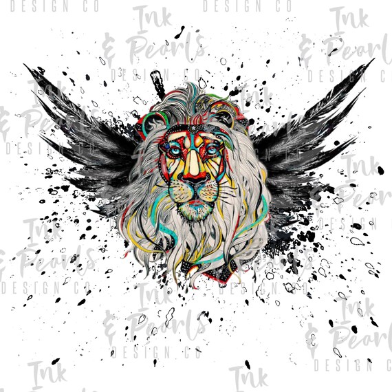 Bohemian Lion Design King Lion Design Angel Wings Boho | Etsy