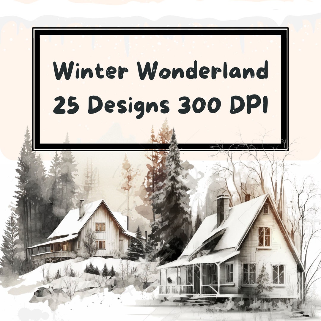25 Winter Wonderland Bundle Background - Snowy Cottage Scene Landscape ...