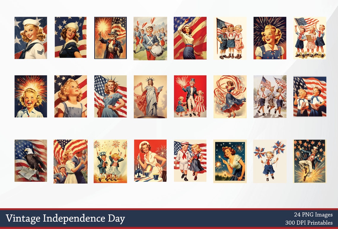 Vintage 4th of July Independence Day USA America Image Bundle, 1950s ...