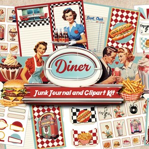 Retro Diner Junk Journal and Clipart Kit, Vintage American Diner ...
