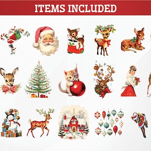 100 High-quality Vintage Christmas Clipart Bundle, Retro Xmas Images ...