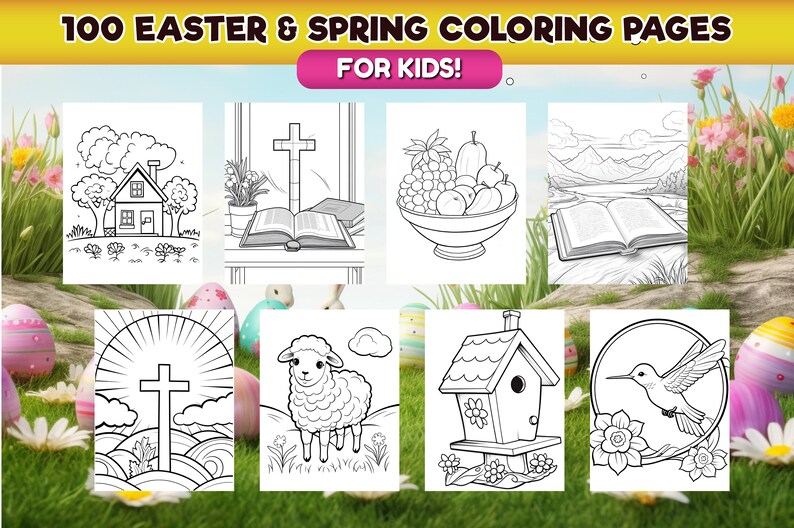 100 High-quality Easter Spring Coloring Pages + Christian Easter Bible ...