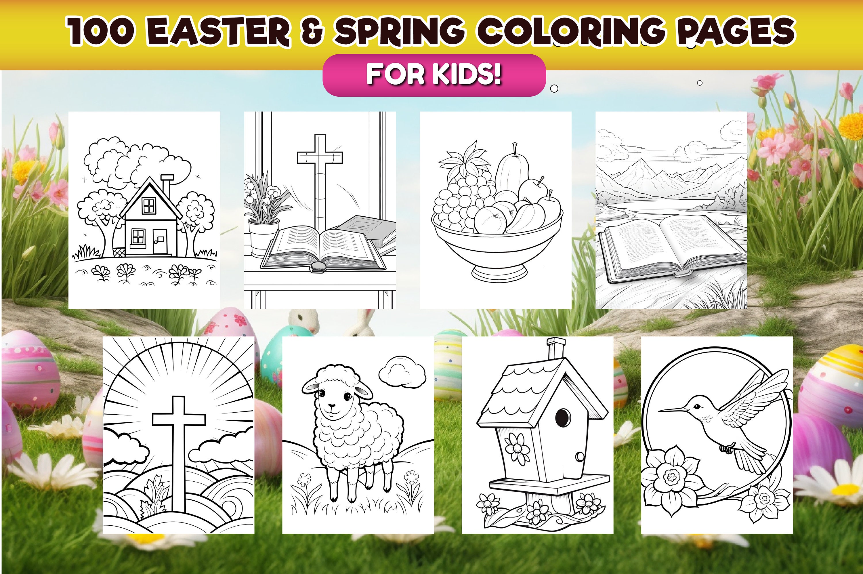 100 High-quality Easter Spring Coloring Pages + Christian Easter Bible ...