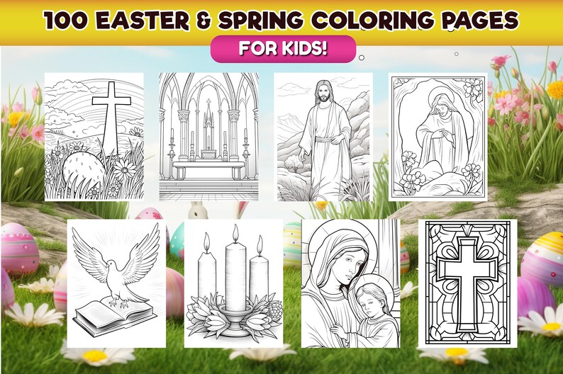 100 High-quality Easter Spring Coloring Pages + Christian Easter Bible ...