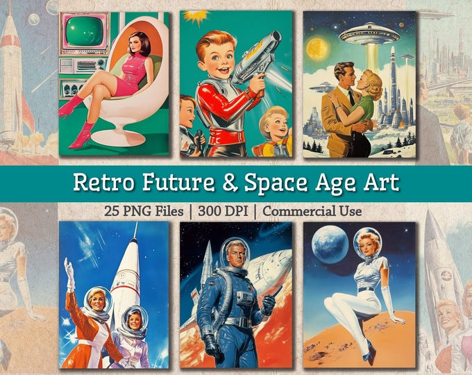 Space Age 60s Vintage Digital Poster - Etsy