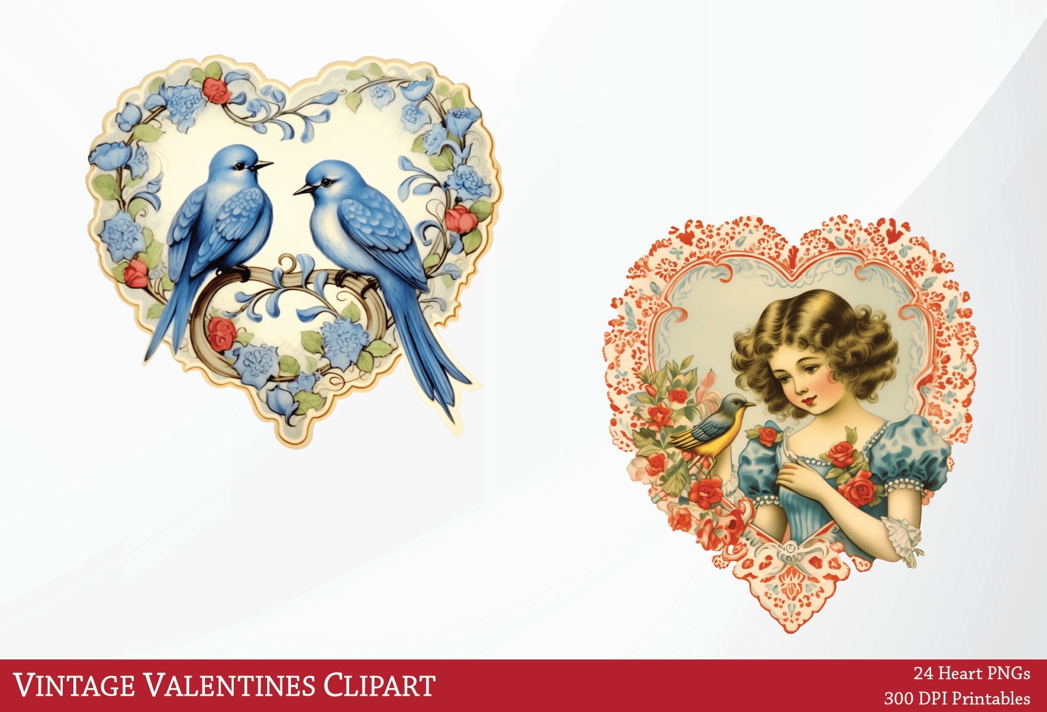 Vintage Valentine's Day Clipart PNG, Victorian Valentine Hearts Old ...