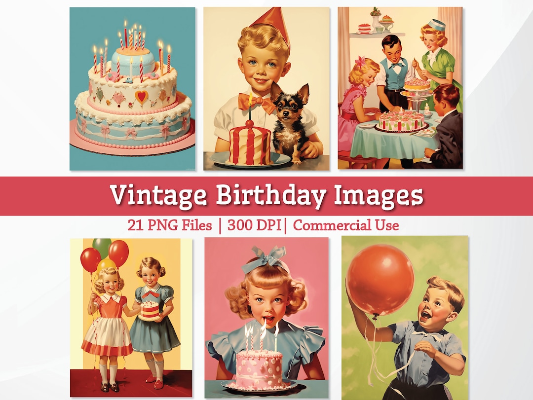 Vintage 1950s Birthday Printable Images, Retro Happy Birthday Clipart ...