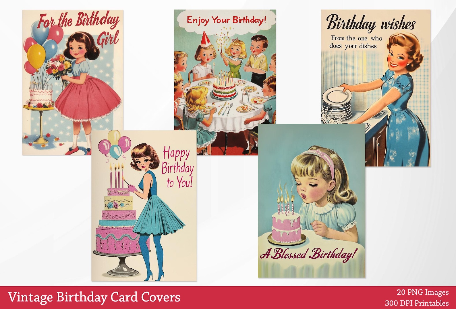 Vintage Birthday Card Covers Retro Birthday Art Images Kitsch 1950s ...