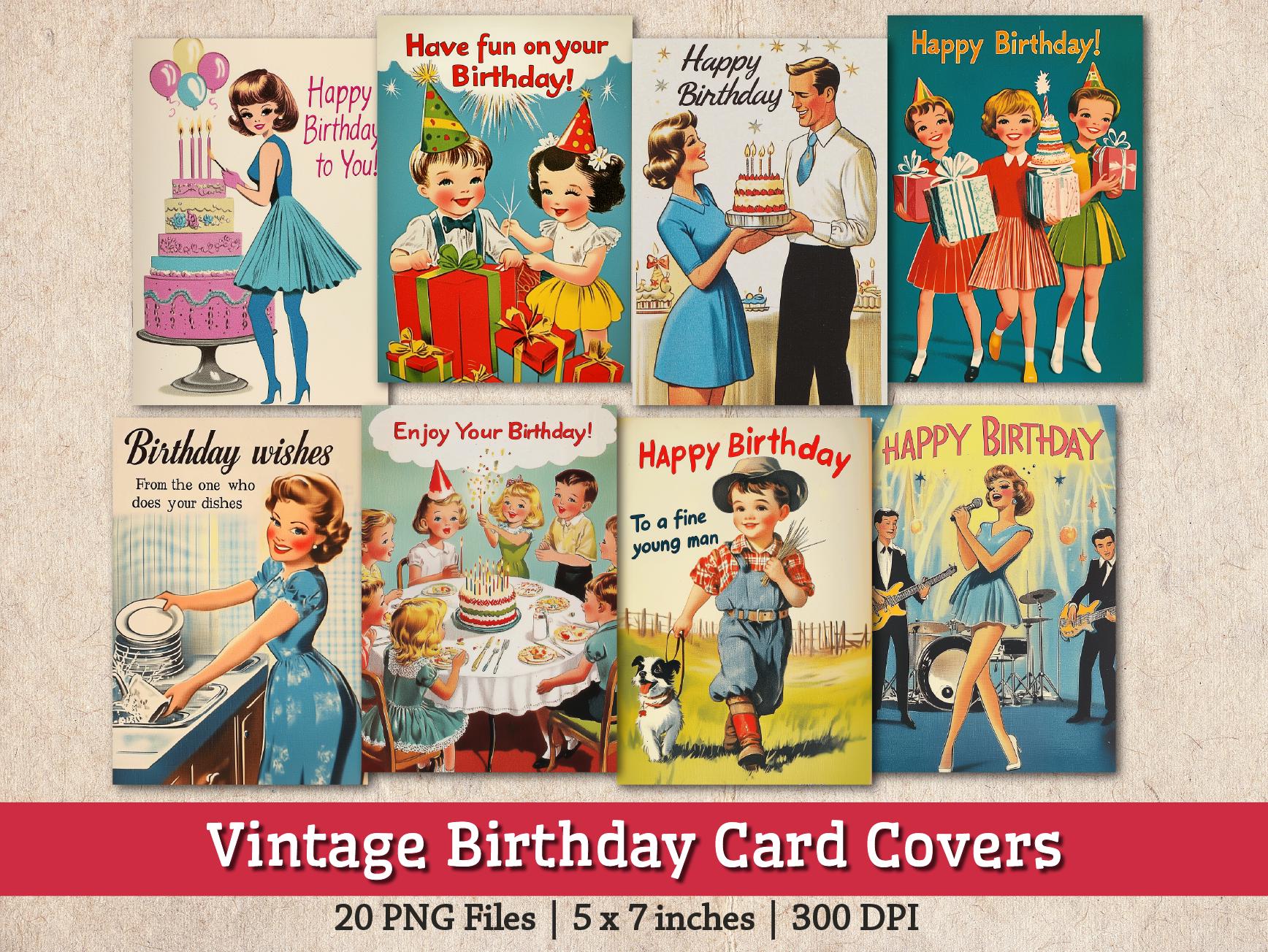 Vintage Birthday Card Covers Retro Birthday Art Images Kitsch 1950s ...