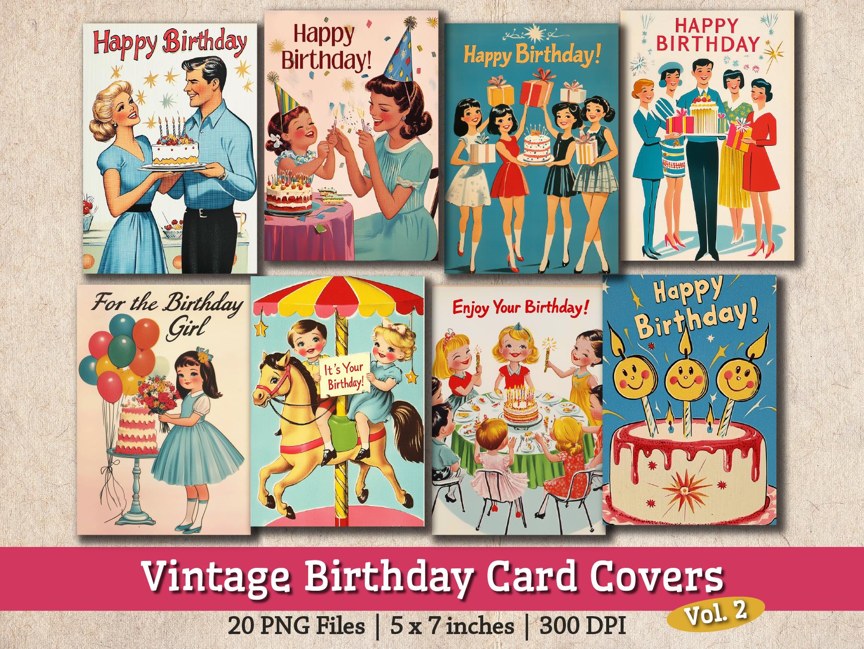 Vintage Birthday Card Covers Retro Birthday Art Images Kitsch 1950s ...