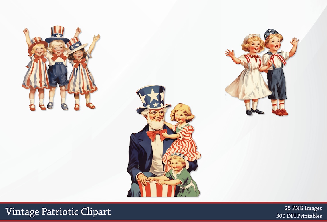 Vintage Patriotic Clipart Bundle 4th of July Independence Day USA ...