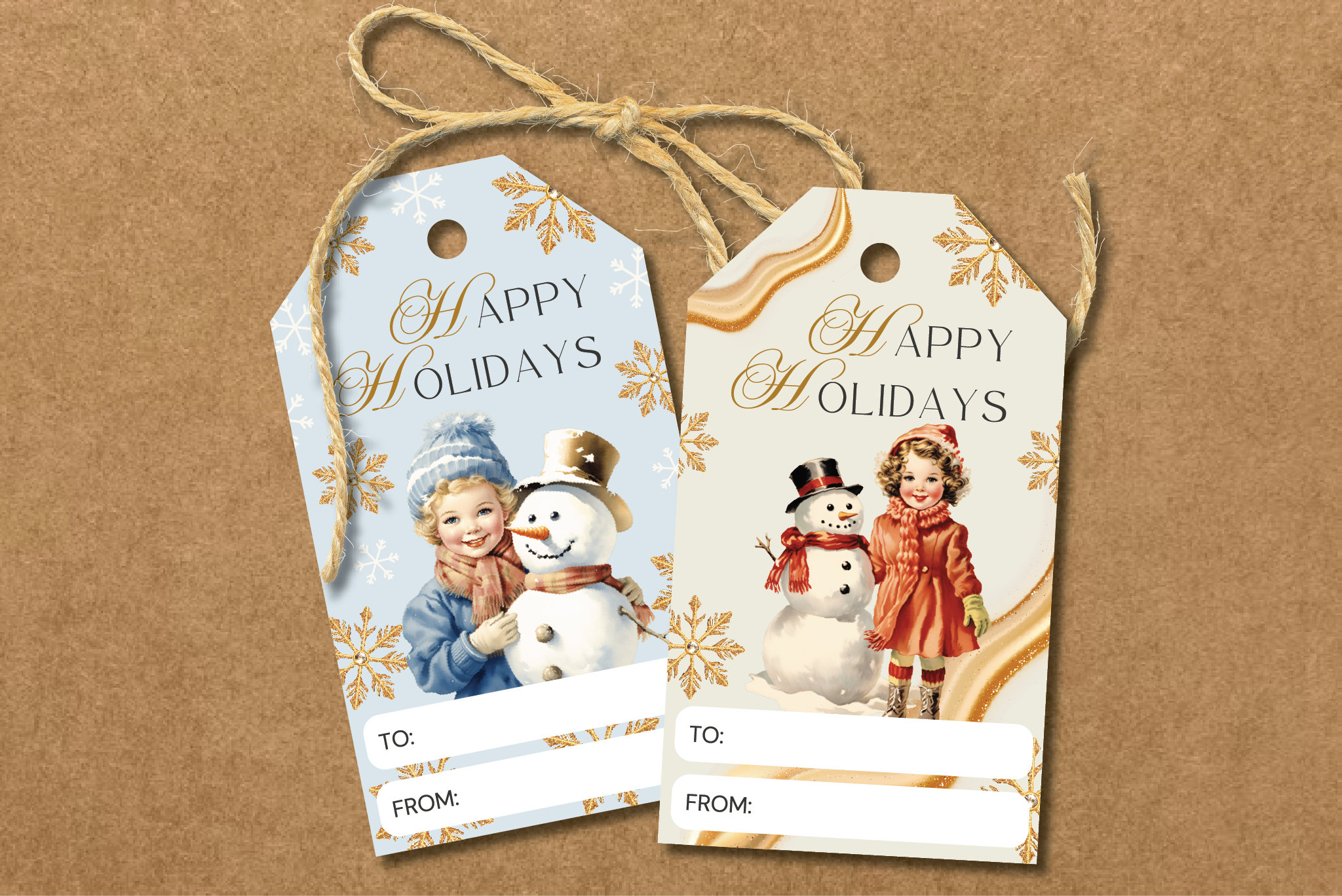 Printable Christmas Gift Tags, Set of 16 Designs, Vintage Retro Holiday ...