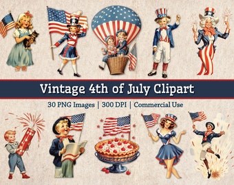Vintage Patriotic Clipart Bundle 4th of July Independence Day USA ...