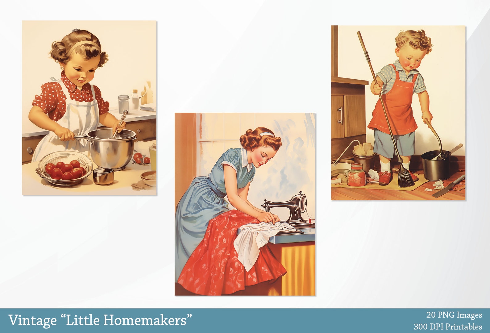 Vintage 1950s Little Homemakers Printable Images, Retro Housekeeping ...