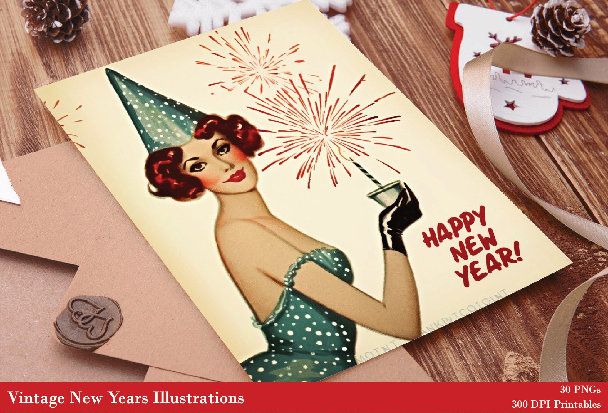 Vintage 1950s Happy New Year Printable Images, Retro Happy New Year ...