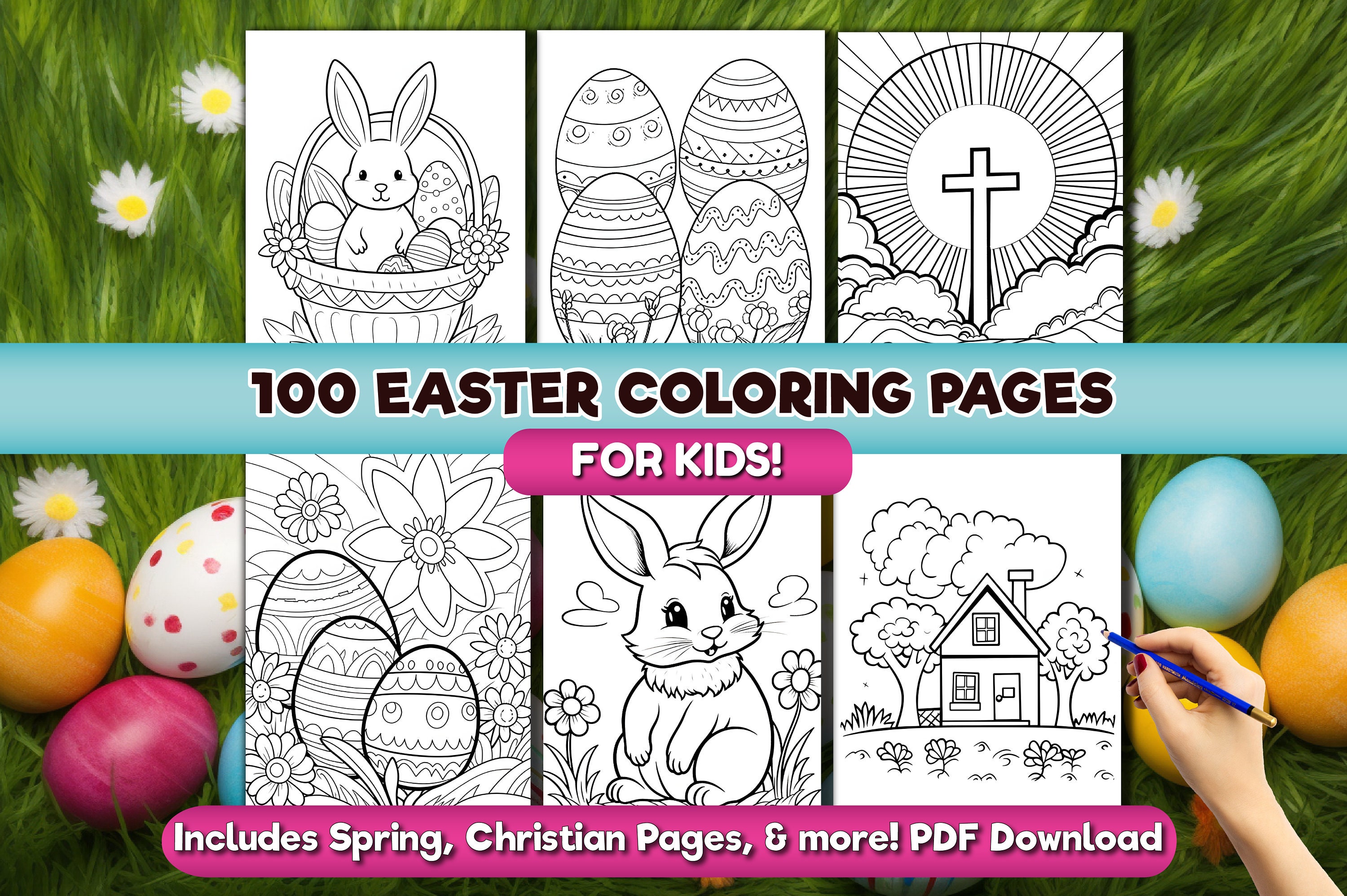 100 High-quality Easter Spring Coloring Pages + Christian Easter Bible ...