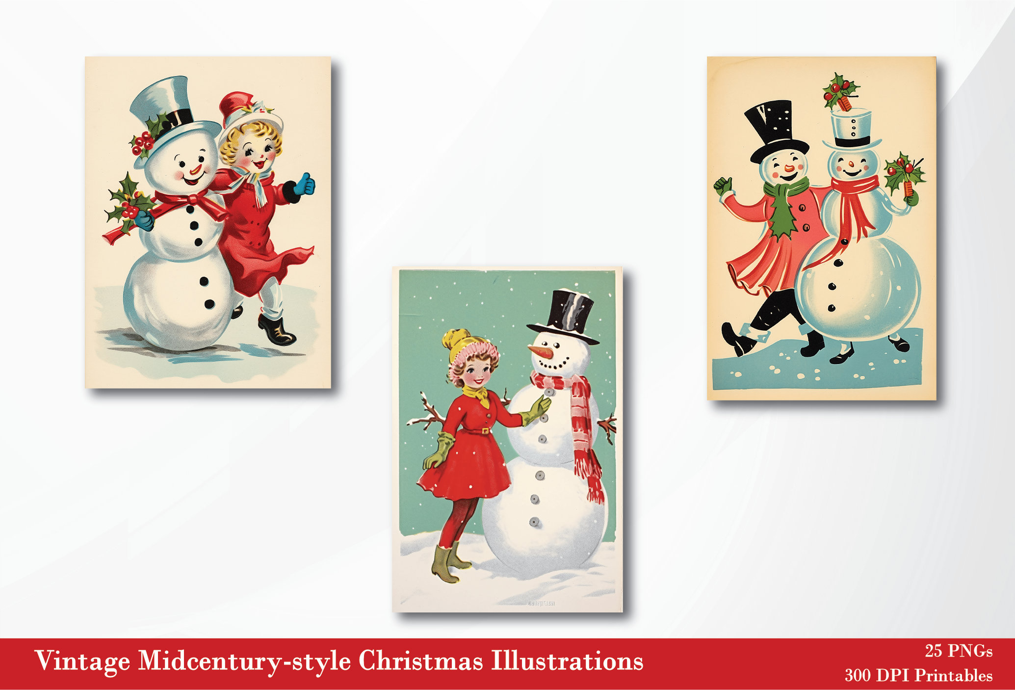 Vintage 1950s Christmas Illustrations, Midcentury Christmas Images ...
