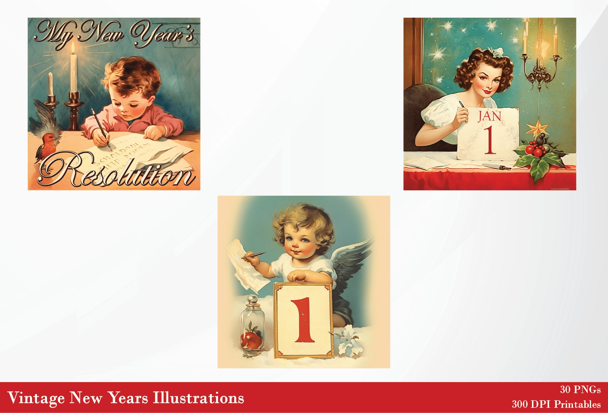Vintage 1950s Happy New Year Printable Images, Retro Happy New Year ...