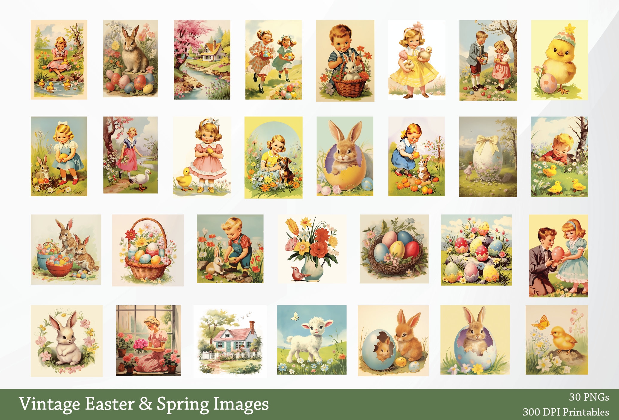 30 High-quality Vintage 1950s Easter Images Bundle, Easter ...