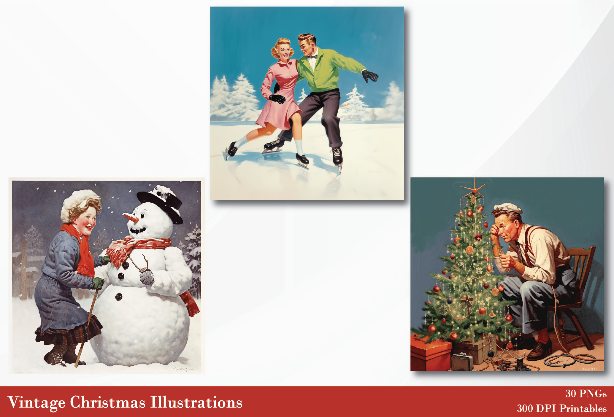 Vintage 1950s Christmas Images Clipart Retro Greeting Card ...