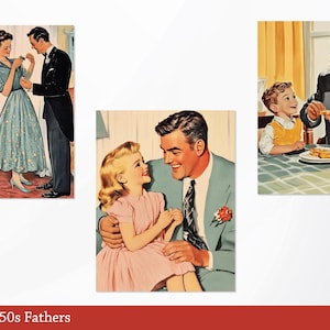 Vintage 1950s Fathers Dads Image Bundle, Printable Retro Husband PNG ...