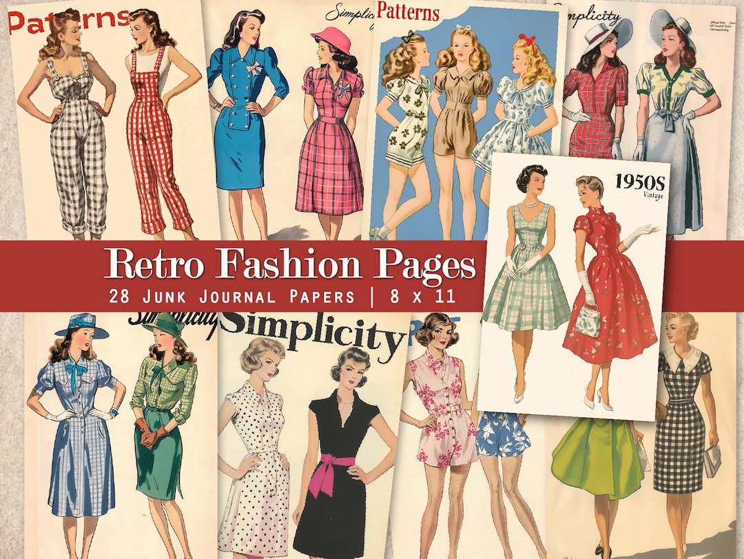 Vintage Fashion Pages Retro Fashion Illustrations Printable Junk ...