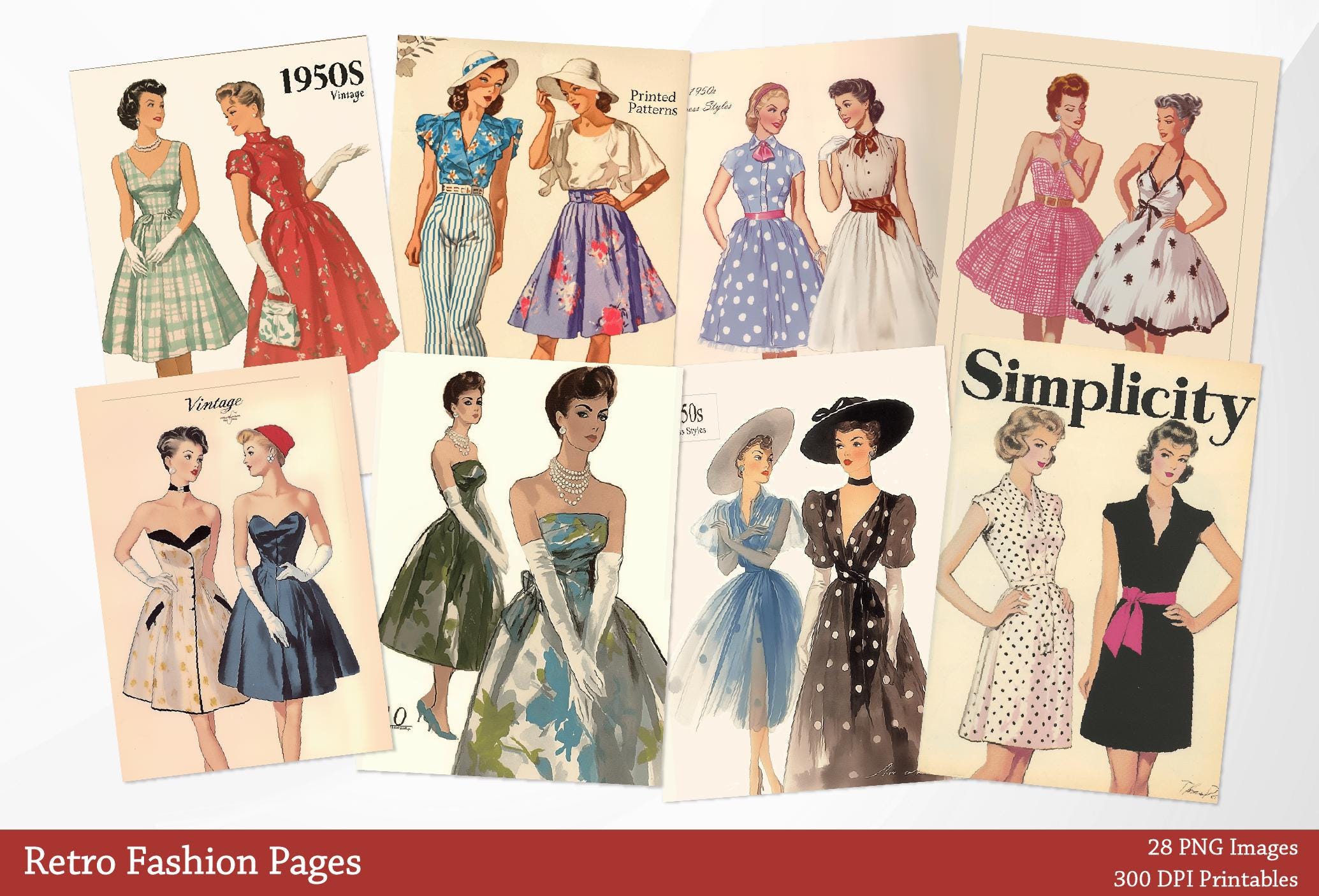 Vintage Fashion Pages Retro Fashion Illustrations Printable Junk ...
