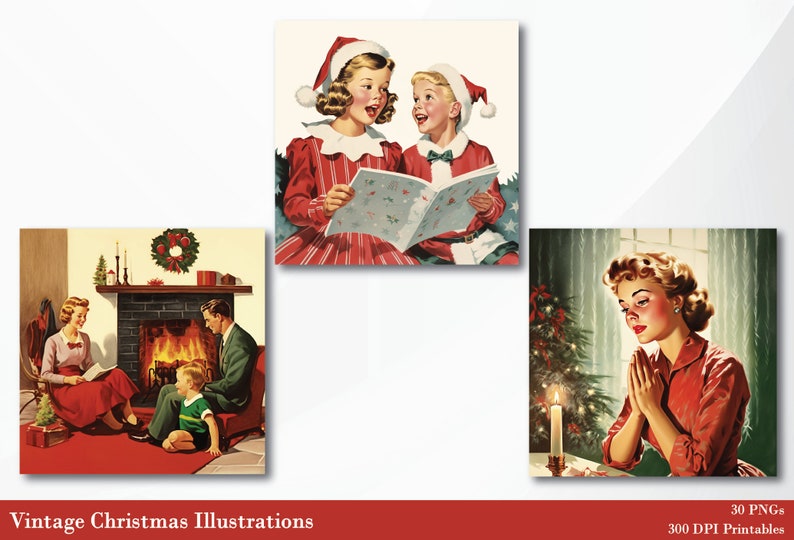 Vintage 1950s Christmas Images Clipart Retro Greeting Card ...