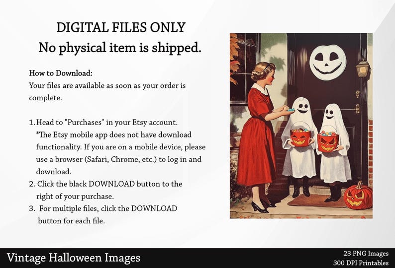 Vintage Halloween Image Bundle, Retro Halloween Art Prints PNG, Trick ...