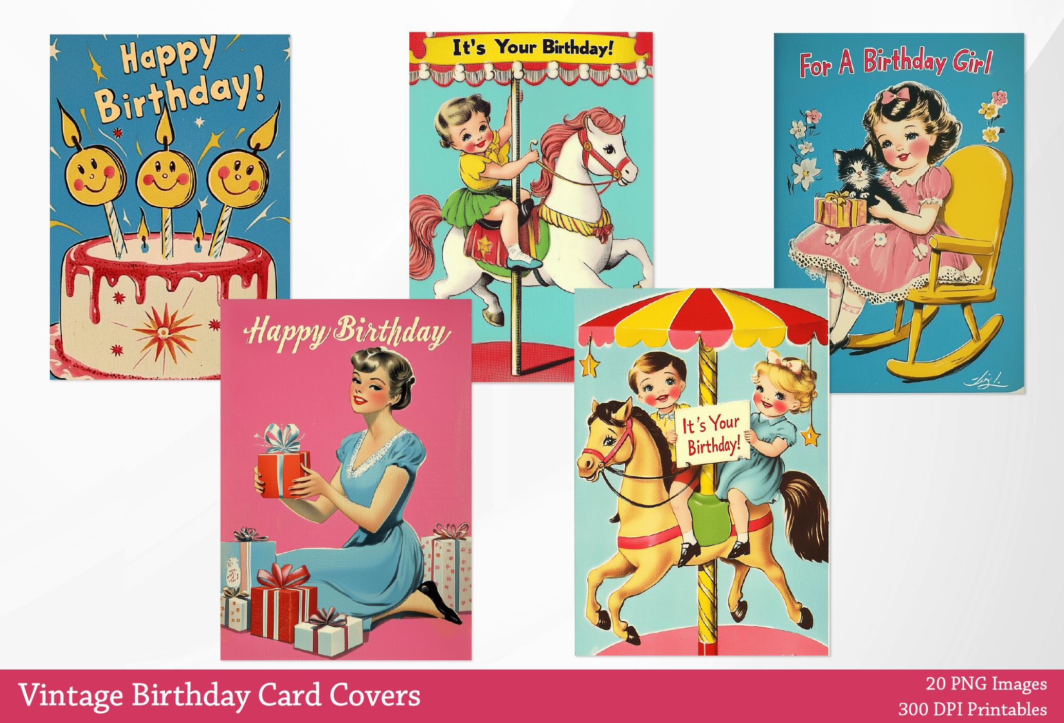 Vintage Birthday Card Covers Retro Birthday Art Images Kitsch 1950s ...