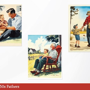 Vintage 1950s Fathers Dads Image Bundle, Printable Retro Husband PNG ...