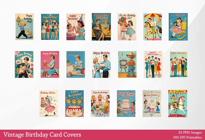 Vintage Birthday Card Covers Retro Birthday Art Images Kitsch 1950s ...